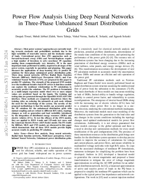 Pdf Power Flow Analysis Using Deep Neural Networks In Three Phase Unbalanced Smart