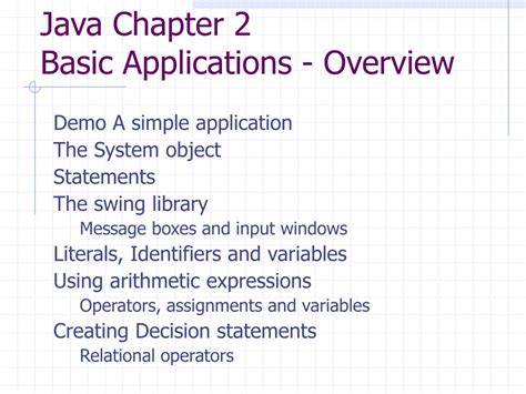 Ppt Java Chapter 2 Basic Applications Overview Powerpoint