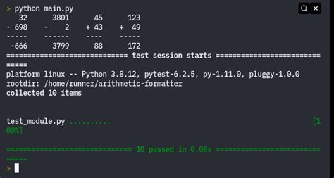 Arithmetic Formatter Replit