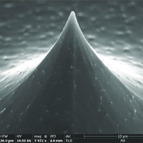 Sem Image Of A Fabricated Silicon Tip A Entire View Of The Tip B