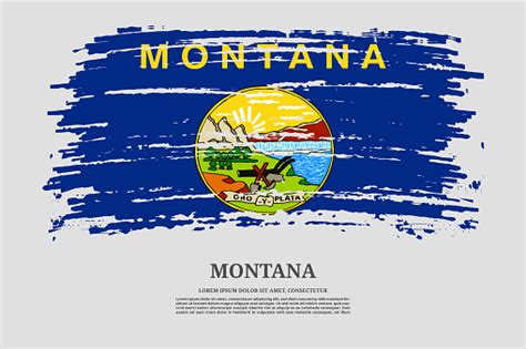 브러시 스트로크 효과와 정보 텍스트 포스터 벡터와 몬타나 플래그 공휴일에 대한 스톡 벡터 아트 및 기타 이미지 공휴일 관광 국가 지리적 지역 Istock