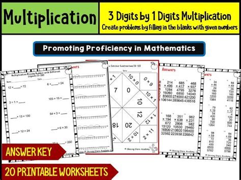 3 digits by 1 digits multiplication create problems by filling in the