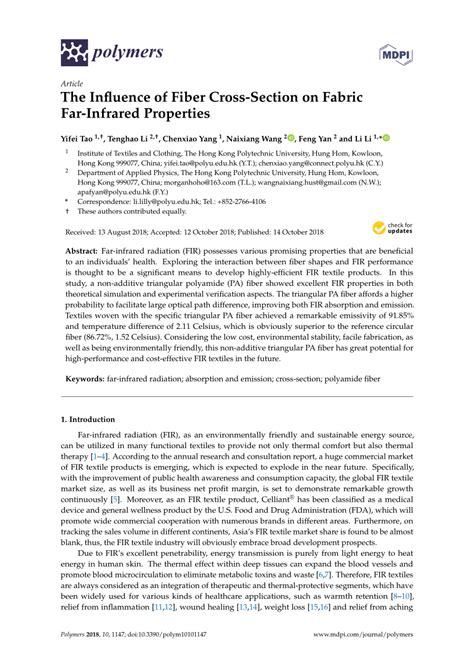 Pdf The Influence Of Fiber Cross Section On Fabric Far Infrared