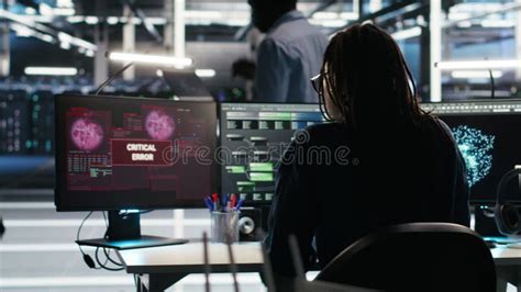 Stressed Server Hub Admin Worried By Malfunctioning Data Analytics Ai Generator Stock Footage