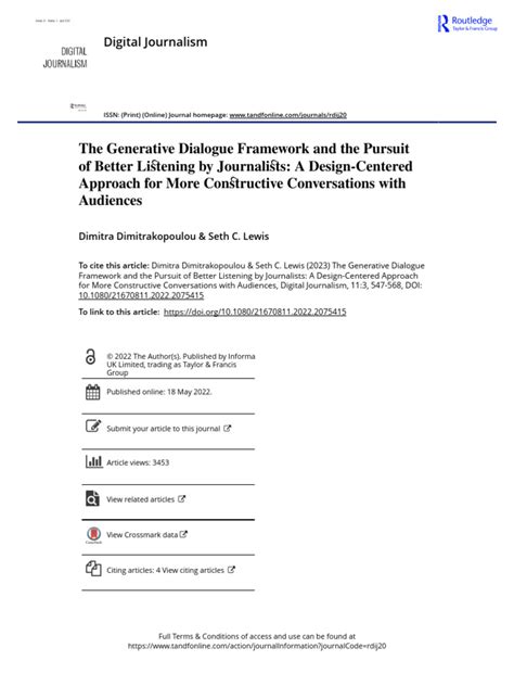 The Generative Dialogue Framework And The Pursuit Of Better Listening By Journalists A Design
