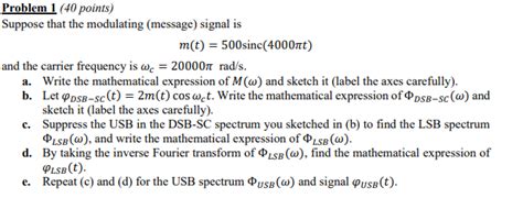 solved problem 1 40 points suppose that the modulating