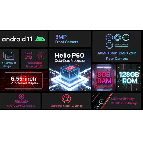 Ulefone Note 11p 6 55 Inch Android 11 4g Smartphone With 48mp Quad Ai Camera 8gb Ram 128gb