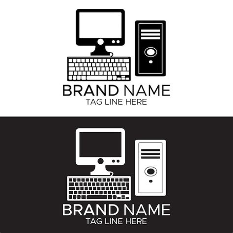 Premium Vector Black And White Computer Logo Design Template
