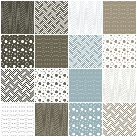 Geometric Seamless Patterns Waves Circles Dots Stock Vector Illustration Of Digital