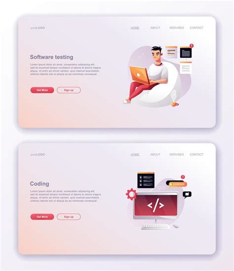 Programming Concept Web Engineer At Work Developer Programming Web Site Landing Page Template