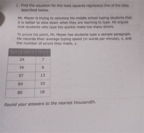 Find The Equation For The Least Squares Regression Line Of The Data Descr