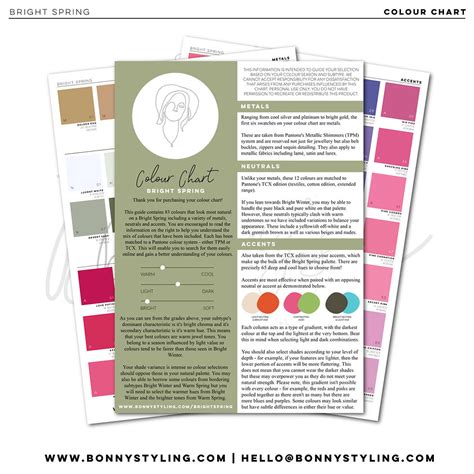 Bright Spring Colour Chart Digital Download Bonny Styling Ltd