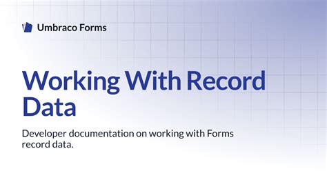 Working With Record Data Umbraco Forms