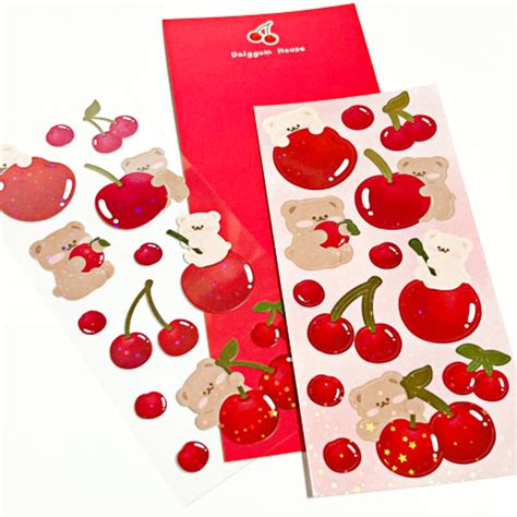 달꼼하우스 달꼼 체리 씰스티커 과일 스티커 세트 리무벌 다이어리꾸미기 다꾸 스꾸
