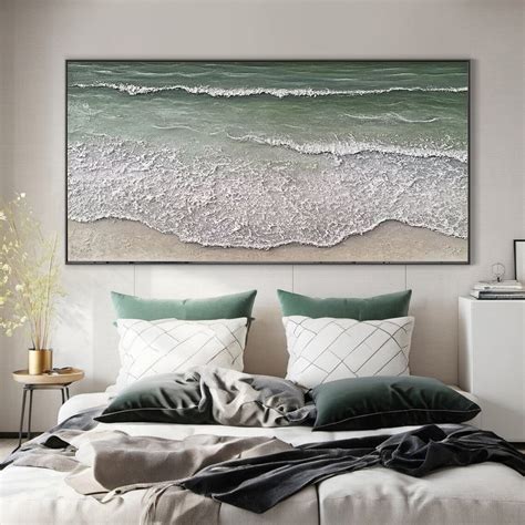 Large Abstract Seascape Canvas Textured Waves For Elegant Interiors O