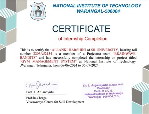 Harshini Allanki On Linkedin Internship Nitwarangal Webdevelopment