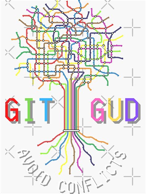 Git Gud Avoid Conflicts Funny Source Code Repository Tree Design For