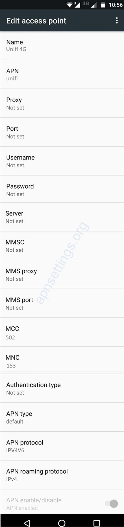 Unifi G APN Settings For Android G G APN Settings