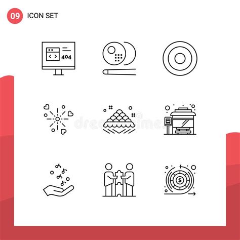 9 Thematic Vector Outlines And Editable Symbols Of Sweet Heart Sports Celebration User Stock