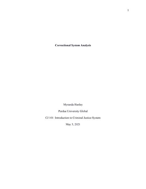 Cj101 Myranda Hanley Unit 10 Assignment Correctional System Analysis