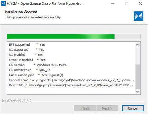 installation aborted · issue 437 · intel haxm · github