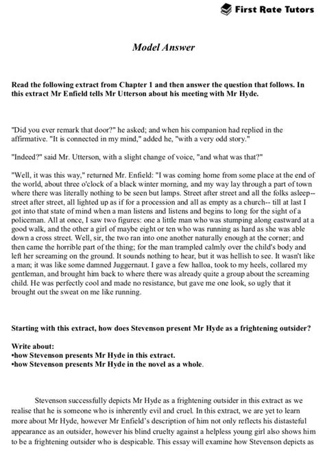 Dr Jekyll And Mr Hyde Model Answers Etsy