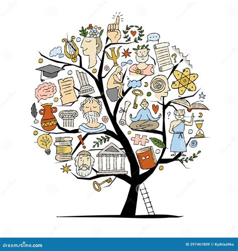 Philosophy Concept Art Tree Isolated On White For Your Design Cards