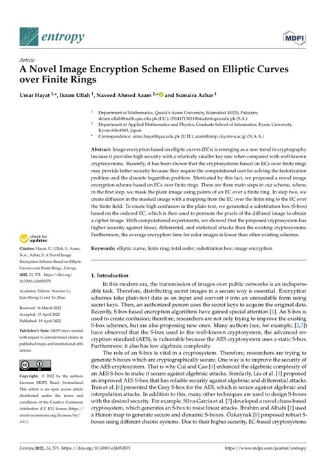 pdf a novel image encryption scheme based on elliptic curves over