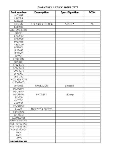 Ficha De Stock Pdf Inventory Logistics