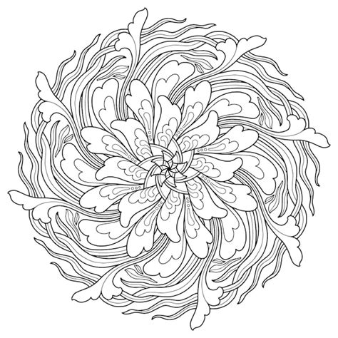 Desenho De Mandala Para Colorir Adulto Vetor Premium