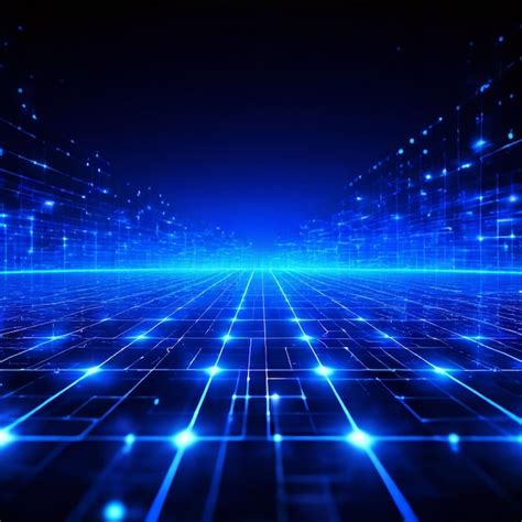Futuristic Digital Grid Landscape Premium Ai Generated Image