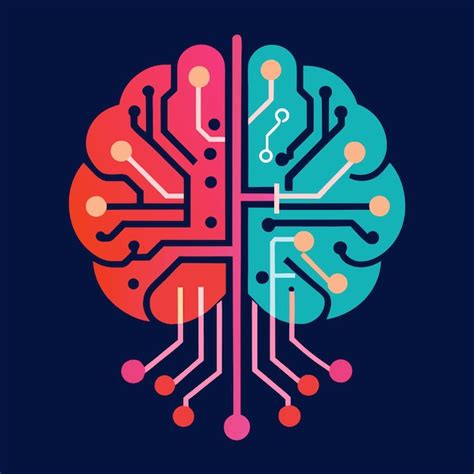 beautiful digital brain circuit board logo vector premium ai