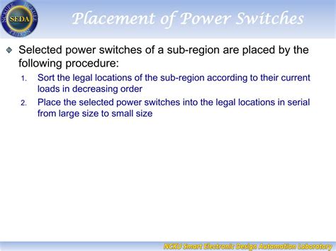 Ppt Current Density Aware Power Switch Placement Algorithm For Power