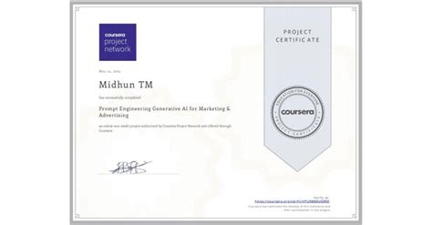 midhun tm on linkedin completion certificate for prompt engineering generative ai for marketing…