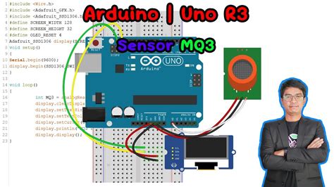 สอน เขียนโปรแกรม ภาษาซี Arduino Uno R3 Oled 128x32 จอแสดงผล I2c Mq3 Alcohol แอลกอฮอล์ Ep22
