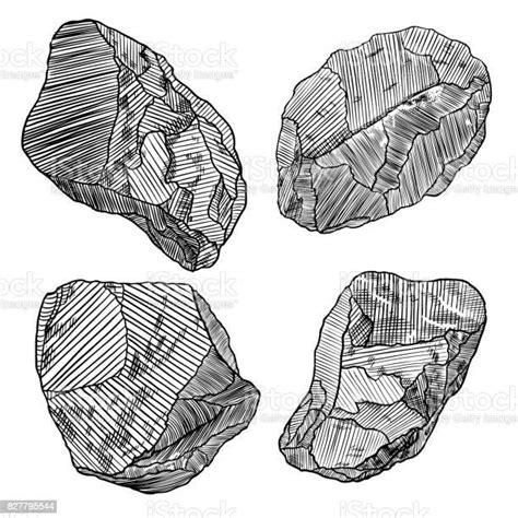 크리스탈 보석 바위 그리고 돌 세트 지구 마법의 신성한 요소입니다 스케치 미네랄과 손으로 그린 크리스탈 돌과 바위의 컬렉션