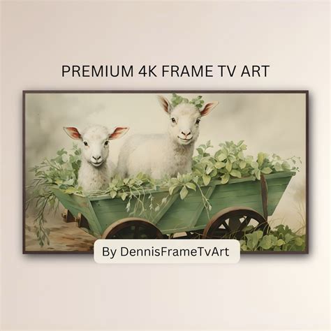 Funny Easter Sheep Frame Tv Art Digital Download Two Cute Lambs Among