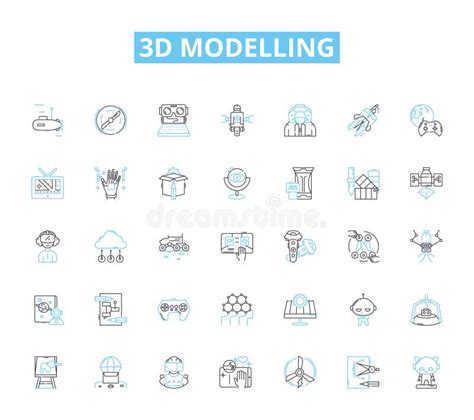 3d Modelling Linear Icons Set Rendering Sculpting Texturing Animation Modeling Rigging