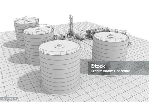 석유 정유 공장 화학 생산 폐기물 처리 공장 외부 시각화 3d 그림 3차원 형태에 대한 스톡 사진 및 기타 이미지 3차원 형태 가솔린 강철 Istock