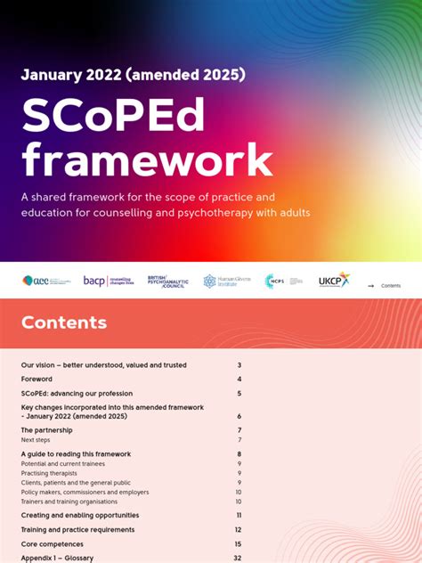 Scoped Framework January 2022 Amended 2025 Pdf Psychotherapy