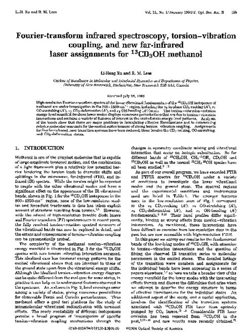 Pdf Fourier Transform Infrared Spectroscopy Torsion Vibration Coupling And New Far Infrared