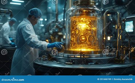 A Lab Based Scientist Scrutinizes A Semiconductor Wafer With A Microscope Stock Image