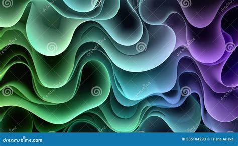Abstract Wavy Patterns In Shades Of Green Blue And Purple Create A Fluid Visual Effect Stock