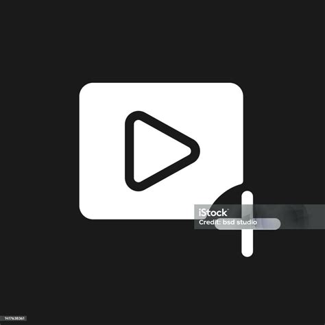 비디오 파일 다크 모드 글리프 Ui 아이콘 추가 가득 찬에 대한 스톡 벡터 아트 및 기타 이미지 가득 찬 개념 검은색