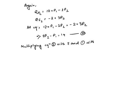 Solved 13 The Demand And Supply Functions Of A Two Good Market Model Are As Follows Qd1 18