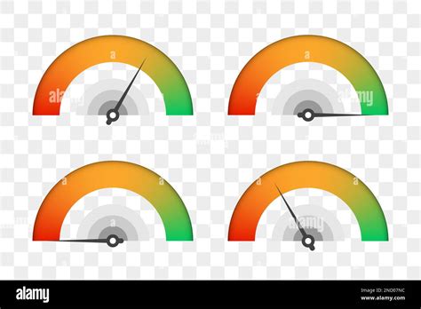 Set Of Customer Satisfaction Meter Speedometer Scale Collection Vector Illustration Stock