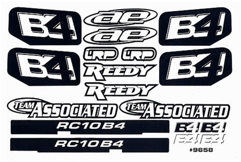 Rc10b4 Logo Decal Sheet Associated Electrics