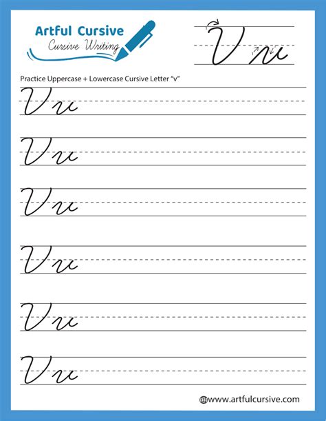 Cursive Alphabet Letter V Worksheet