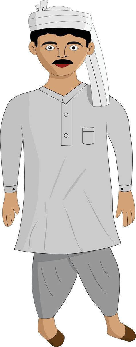 Indian Farmer Wearing Kurta And Pagdi Vector Illustration Cartoon 11951218 Vector Art At Vecteezy