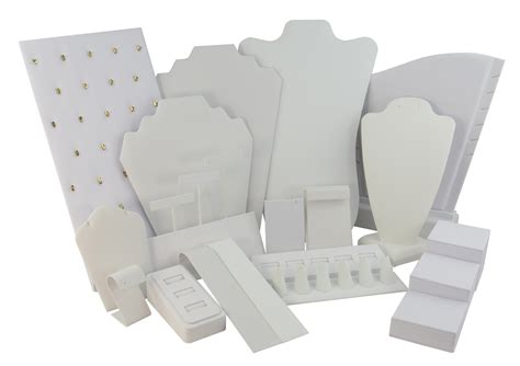 White Leatherette Jewellery Display Items Ring Earring Watch